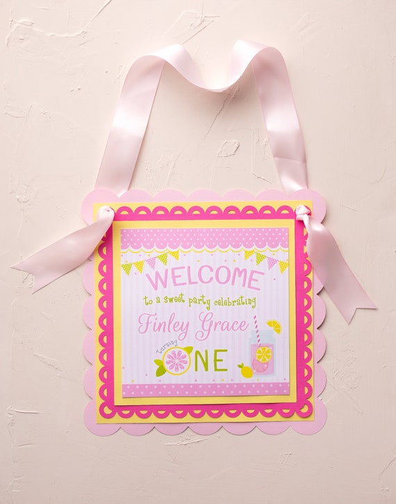 Pink Lemonade Birthday Party Welcome Sign Door Sign Lemonade Stand