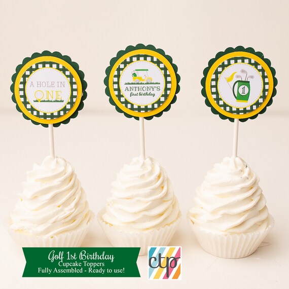 1st Birthday Cupcake Toppers, Golf Party, First Birthday, Boy, by ...
