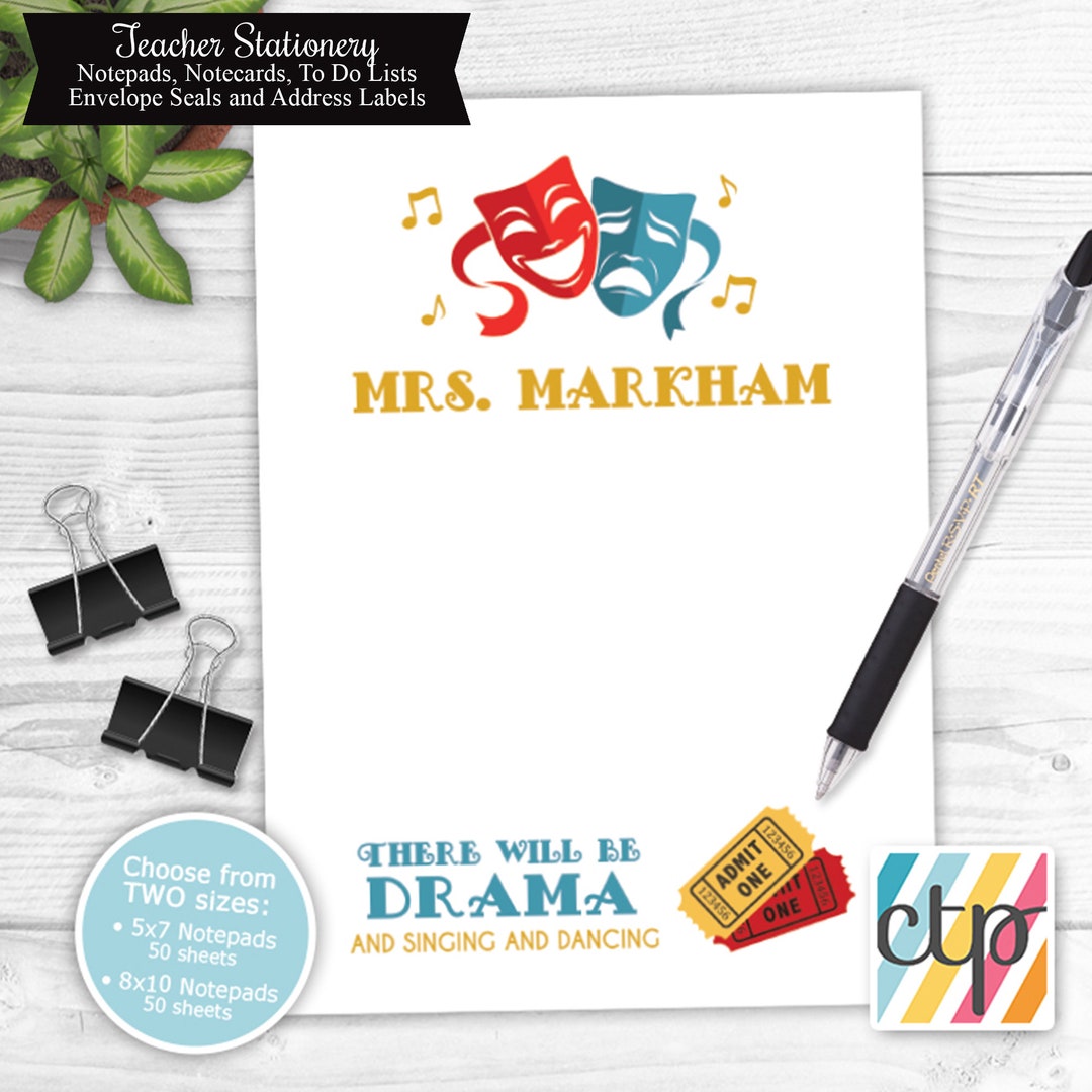 Drama Teacher Notepad, Personalized Notepad, Teacher Appreciation Gift ...
