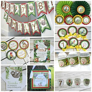 RAINFOREST BIRTHDAY PARTY Banner Happy Birthday Sign Rain Forest Jungle ...