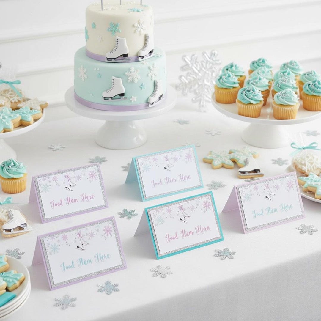 Food Labels for Ice Skating Celebration, Tented Cards - Etsy