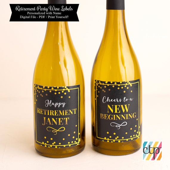 Printable, Digital Download, Retirement Party Decorations, Wine Labels ...