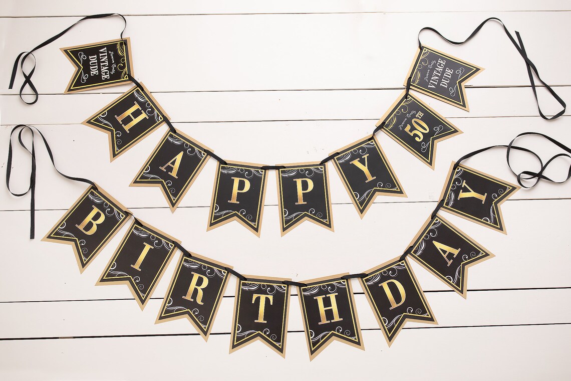 Milestone Birthday Decorations Vintage Dude Birthday Banner - Etsy