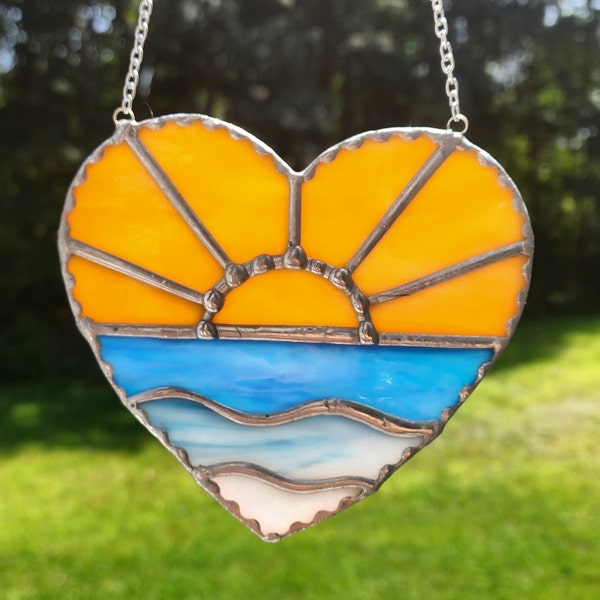 Beach Sunrise Stained Glass - Etsy