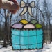 Unique Stained Glass Easter Basket Suncatcher With Colorful Eggs ...