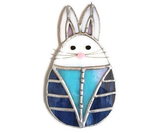 Stained Glass Bunny in Easter Egg Suncatcher - Etsy