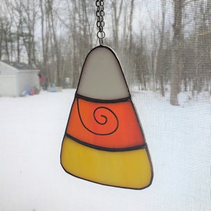 Unique Stained Glass Candy Corn Art Halloween Suncatcher Gift | Etsy