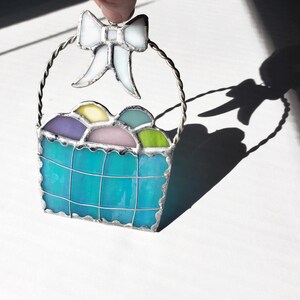 Unique Stained Glass Easter Basket Suncatcher With Colorful Eggs ...