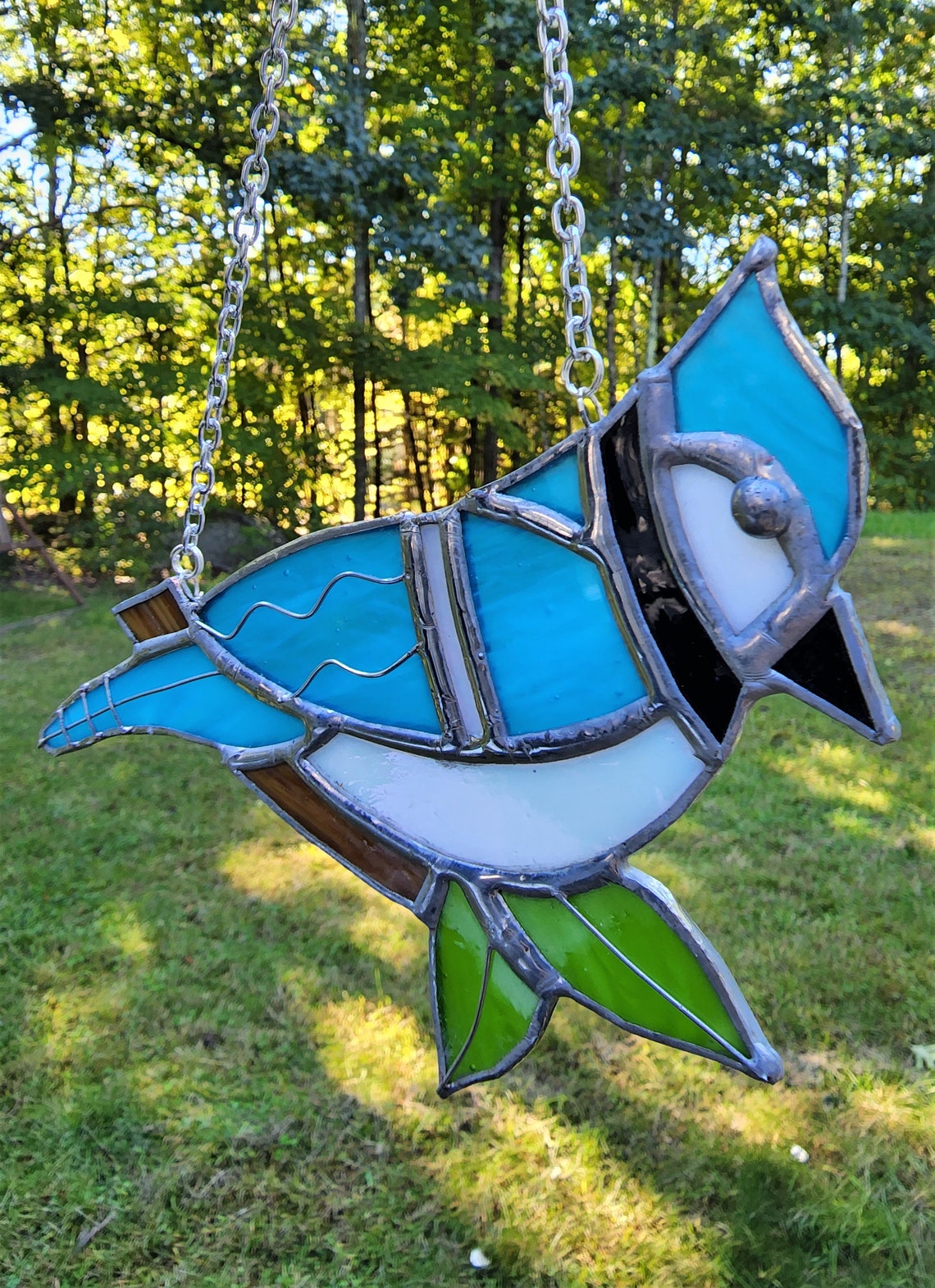 Unique Stained Glass Blue Jay Suncatcherdecorative Glass Art - Etsy