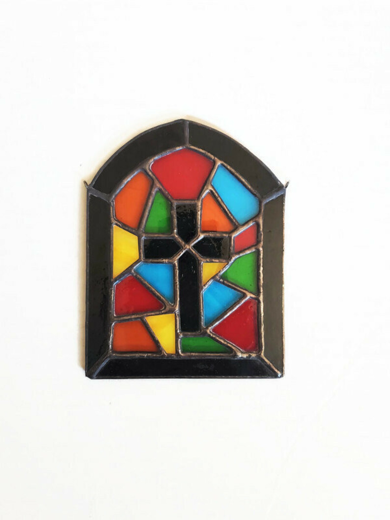 Unique Stained Glass Church Window Ornament Colorful Cross | Etsy