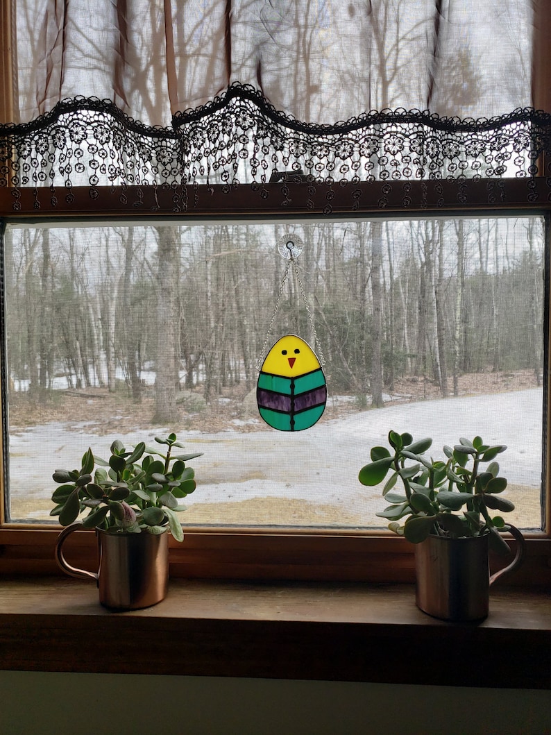 Unique Stained Glass Baby Chick and Egg Window SuncatcherCute | Etsy