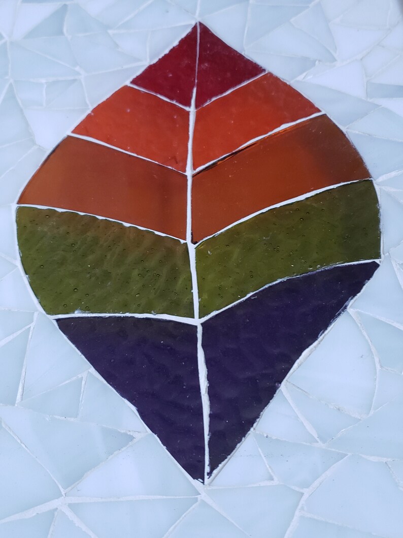 Colorful Fall Leaf Mosaic Picture Unique Stained Glass | Etsy