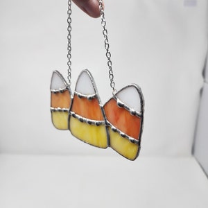 Unique Stained Glass Candy Corn Art Halloween Suncatcher, Gift Under 40 ...