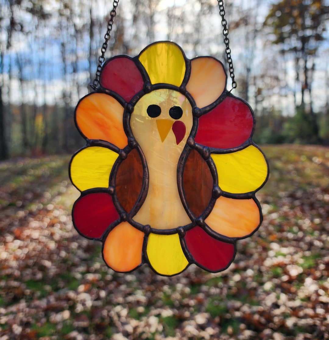Stained Glass Turkey Ornament: Thanksgiving Window Decor - Etsy