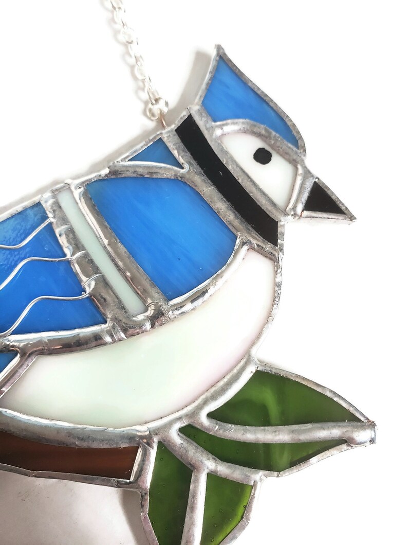 Unique Stained Glass Blue Jay Suncatcherdecorative Glass Art | Etsy