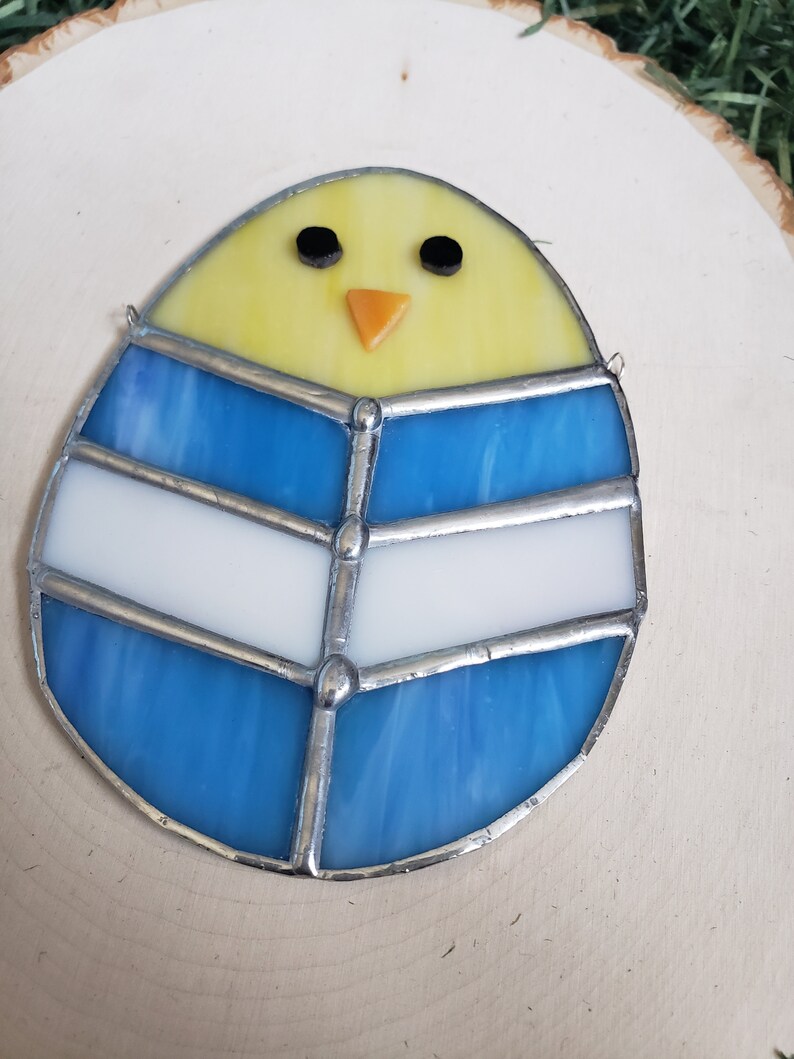 Unique Stained Glass Baby Chick and Egg Window Suncatchercute - Etsy
