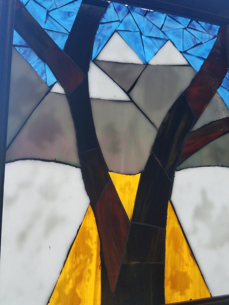 Unique Stained Glass Mountain Range Mosaic Window Art - Etsy