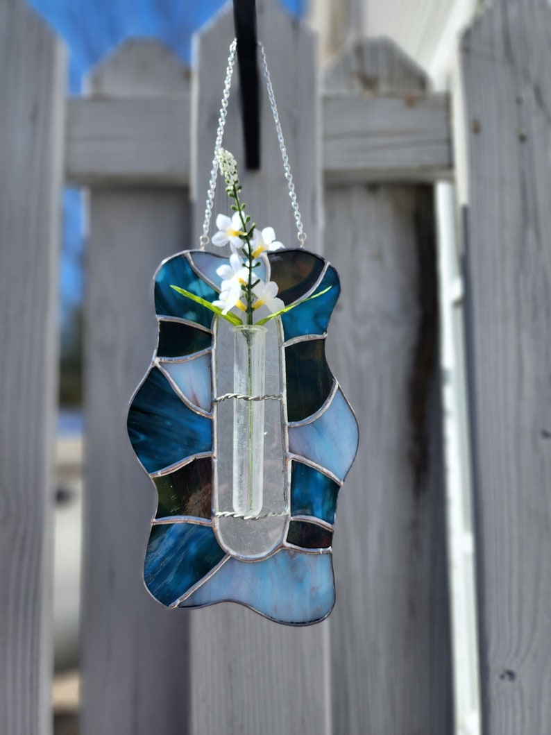 Stained Glass Flower Holder Unique Vase Floral Vessel Test - Etsy