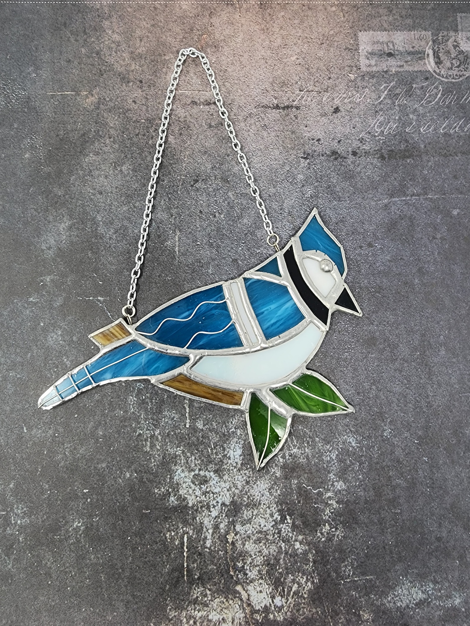 Unique Stained Glass Blue Jay Suncatcherdecorative Glass Art - Etsy