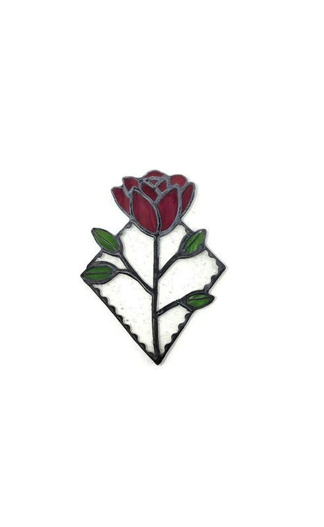 Stained Glass Rose Suncatcher: June Birth Flower Window Art - Etsy