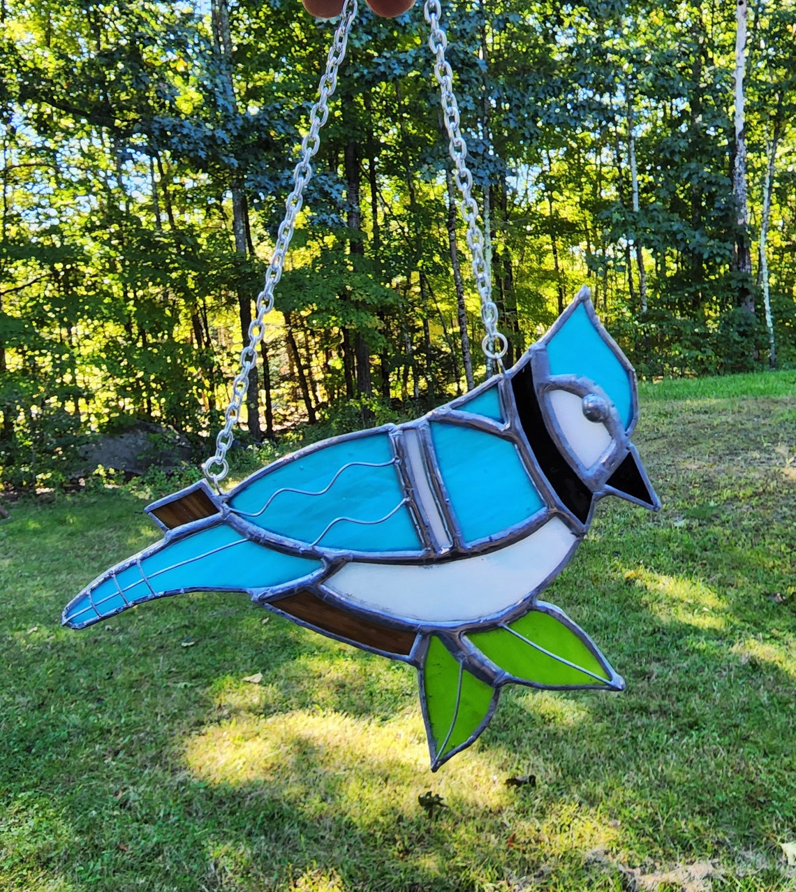 Unique Stained Glass Blue Jay Suncatcherdecorative Glass Art - Etsy