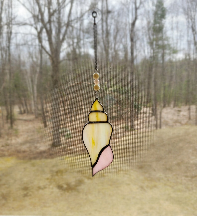 Unique Stained Glass Conch Shell Ornament Seashell Suncatcher | Etsy