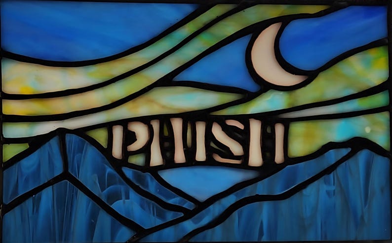 Phish Inspired Stained Glass Panel – Blue Mountain & Moon Suncatcher ...