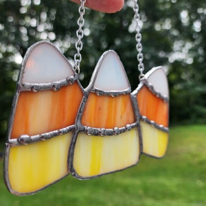 Unique Stained Glass Candy Corn Art Halloween Suncatcher, Gift Under 40 ...