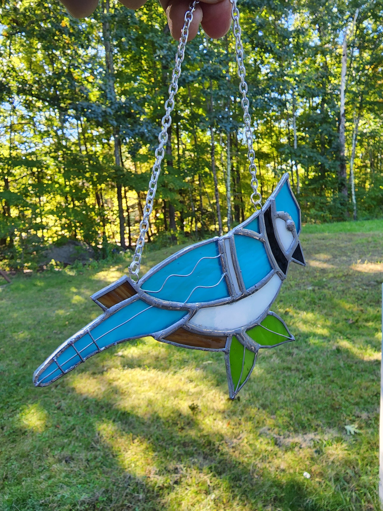 Unique Stained Glass Blue Jay Suncatcherdecorative Glass Art - Etsy