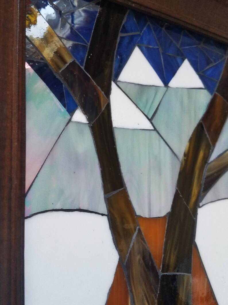 Unique Stained Glass Mountain Range Mosaic Window Art - Etsy