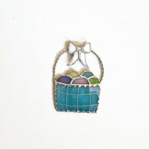 Unique Stained Glass Easter Basket Suncatcher With Colorful Eggs ...