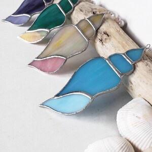 Unique Stained Glass Conch Shell Ornament, Seashell Suncatcher and Sea ...