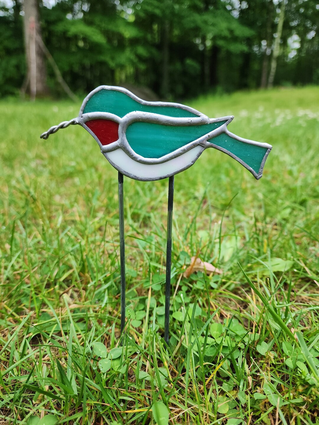 Stained Glass Hummingbird Garden Stake, Stained Glass Bird, Garden ...