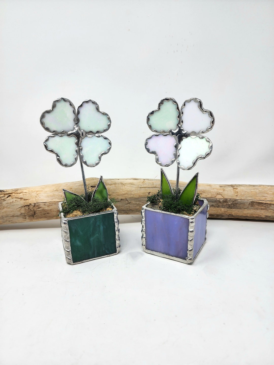 Stained Glass Potted Heart Flower, Mosaic Patchwork Decor, Valentine's ...