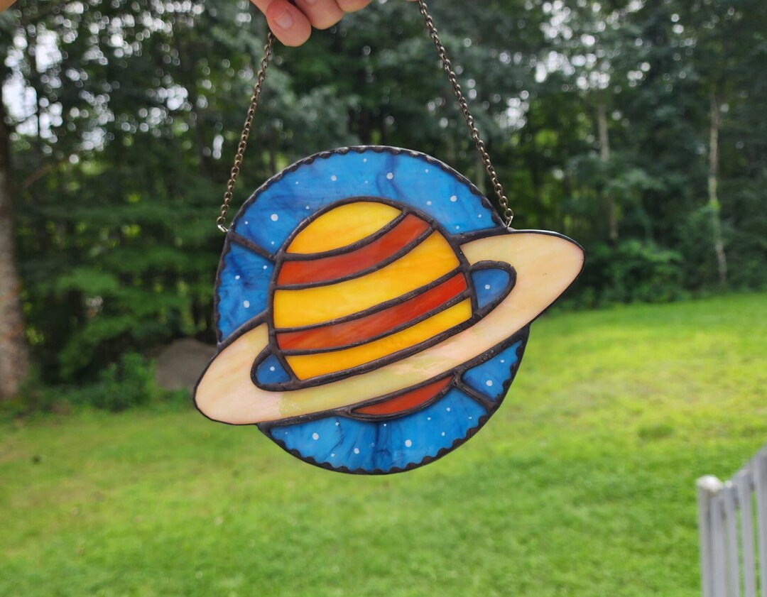 Unique Stained Glass Planet Saturn Ornament, Creative Gift Idea for ...
