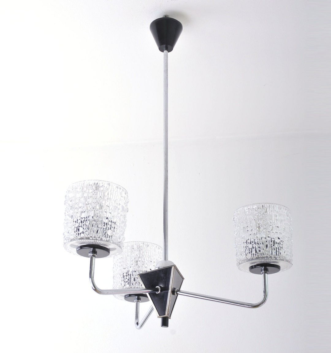Mid-century Glass Chandelier, Atomic Age Light Fixture, 1960s Ceiling ...