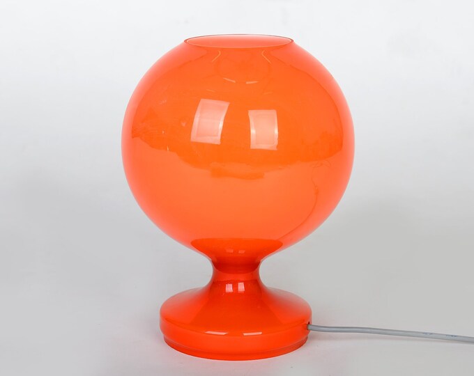 Vintage Red Glass Table Lamp 1970s - Etsy