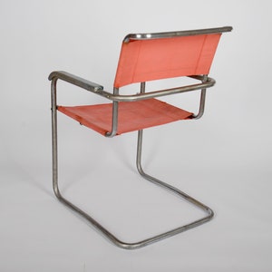 Bauhaus Tubular Steel and Eisengarn Fabric Chair B34 by Marcel Breuer ...