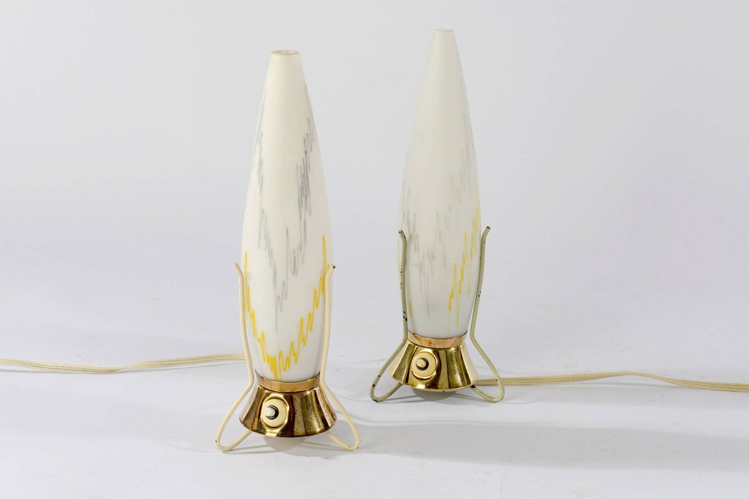 Vintage Atomic Age Brass Desk Lamps by Zukov, 1950's, Space Age Rocket ...