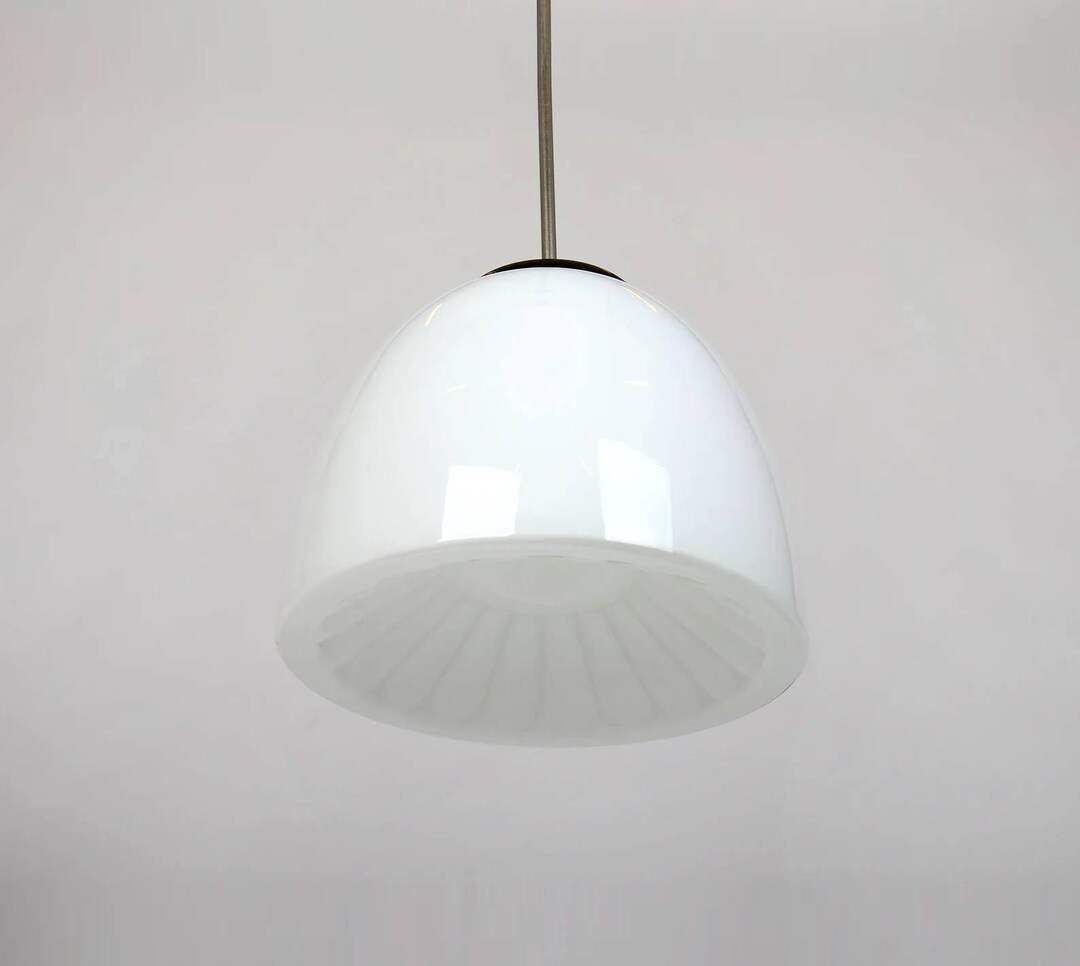 Vintage Opaline Glass Light 1950s School Lamp Industrial Light Mid ...