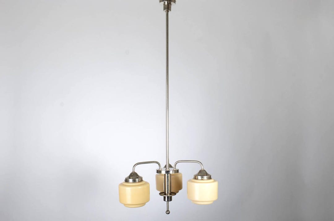 Art Deco Chandelier 1930s Modernist Lighting Machine Age Pendant Light ...
