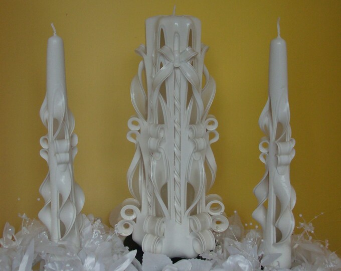 Carved Wedding Unity Candle Set - Etsy
