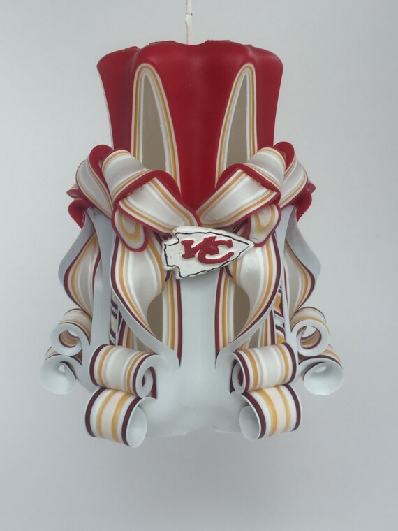 Hand-carved Kansas City Chiefs Inspired Pillar Candle 5 Inch - Etsy