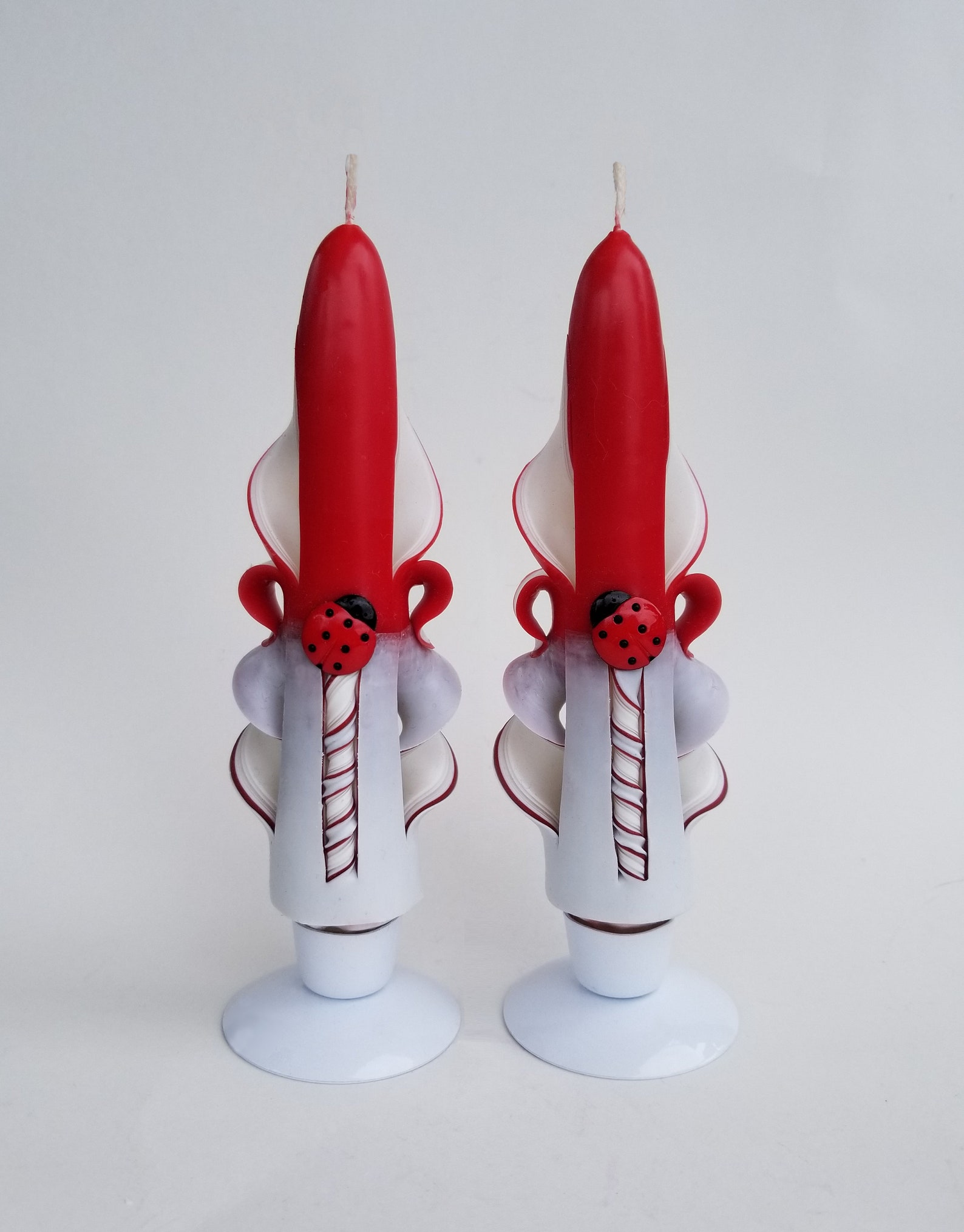 Hand-carved Ladybug Candle Set | Etsy