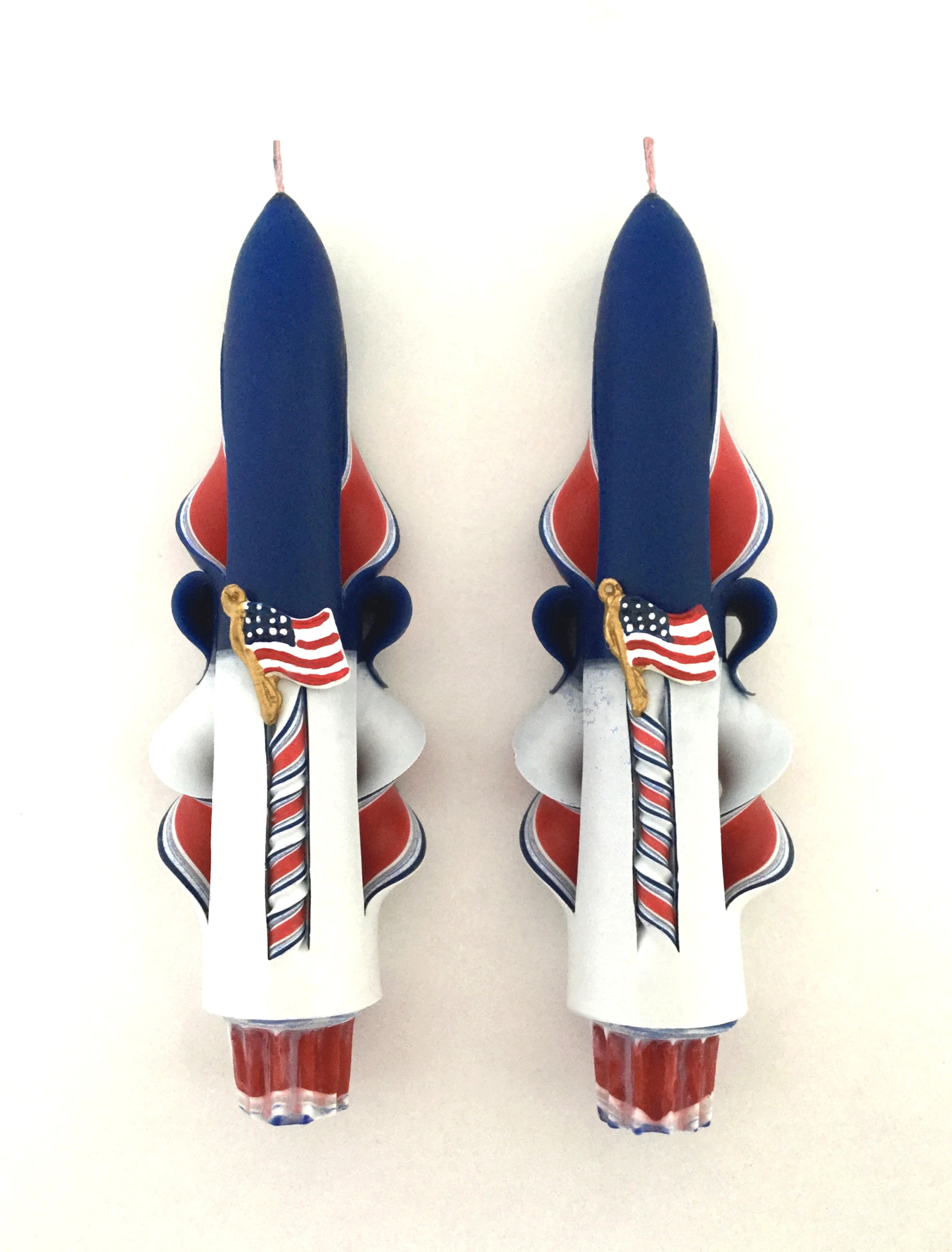 Hand-carved Patriotic Candle Set With Flag Accents - Etsy