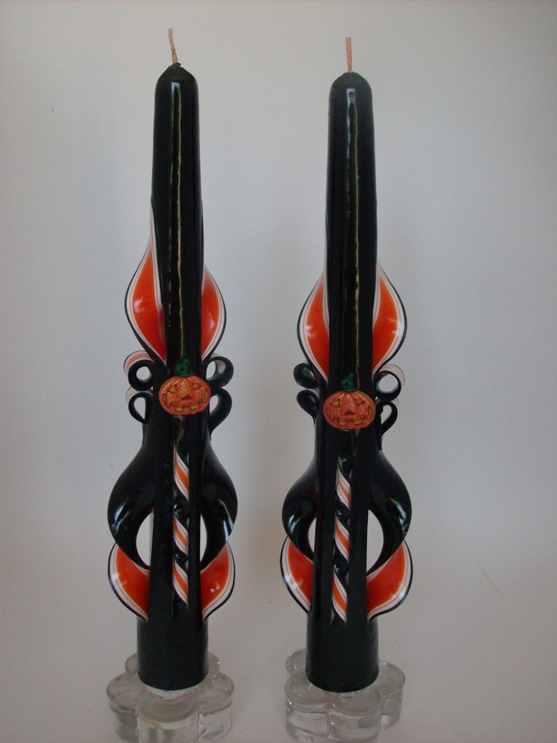Carved Halloween Taper Candles | Etsy