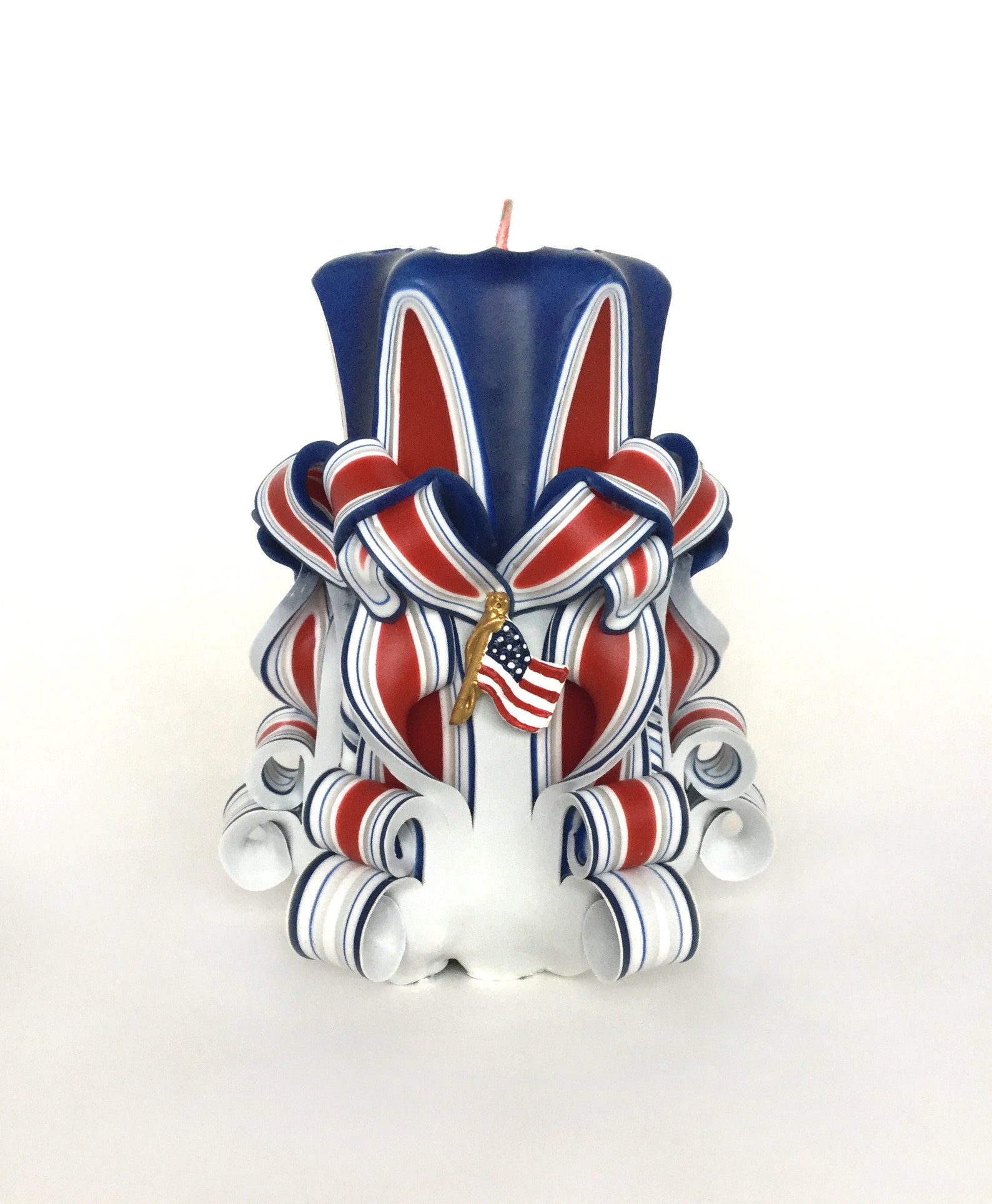 Hand-carved Patriotic Candle Set With Flag Accents - Etsy