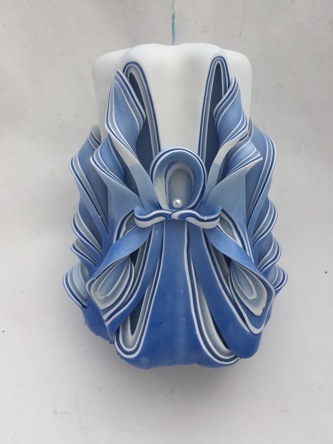 Hand-carved Blue Angel Pillar Candle - Etsy