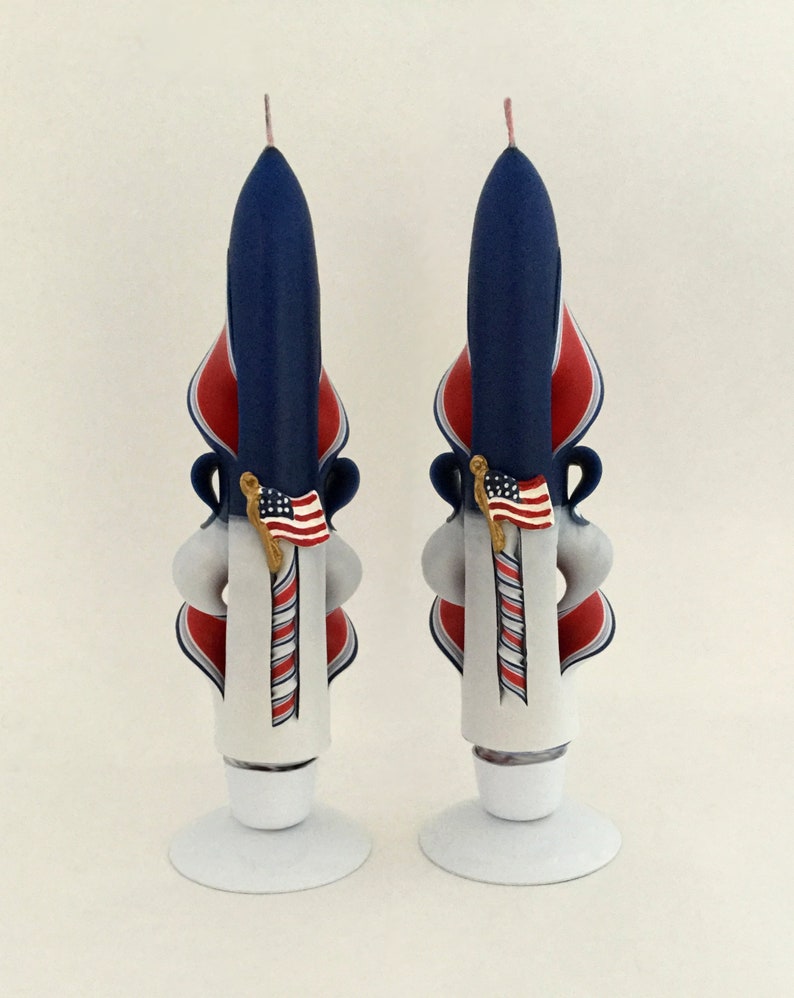 Hand-carved Patriotic Candle Set With Flag Accents - Etsy