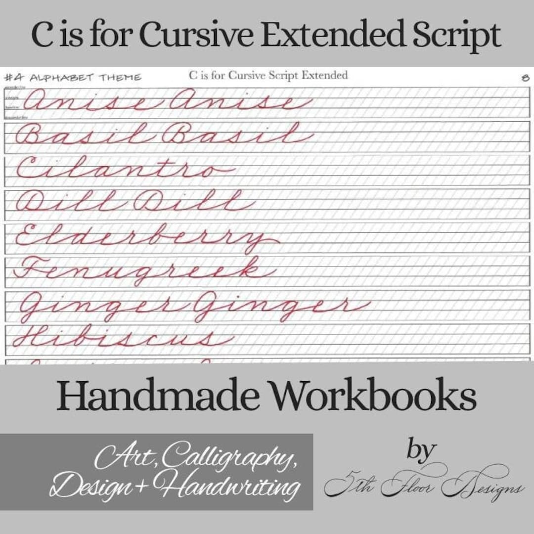C is for Cursive Extended Script Workbook - Etsy